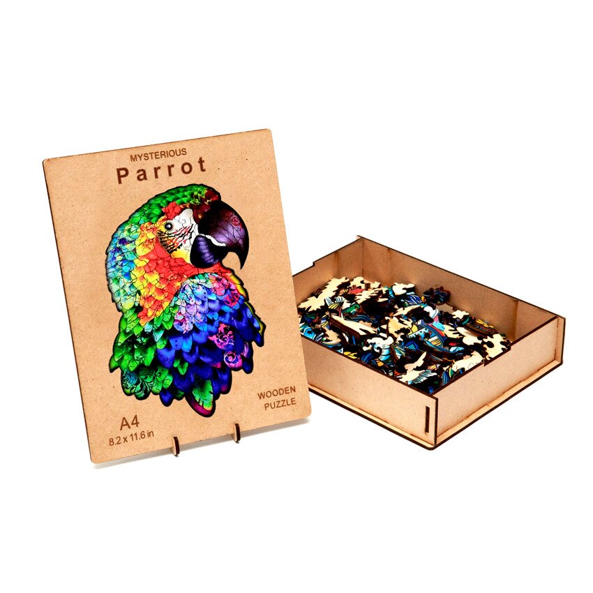 Fa puzzle Papagáj (nagy, haladó, A4) - eMAG.hu