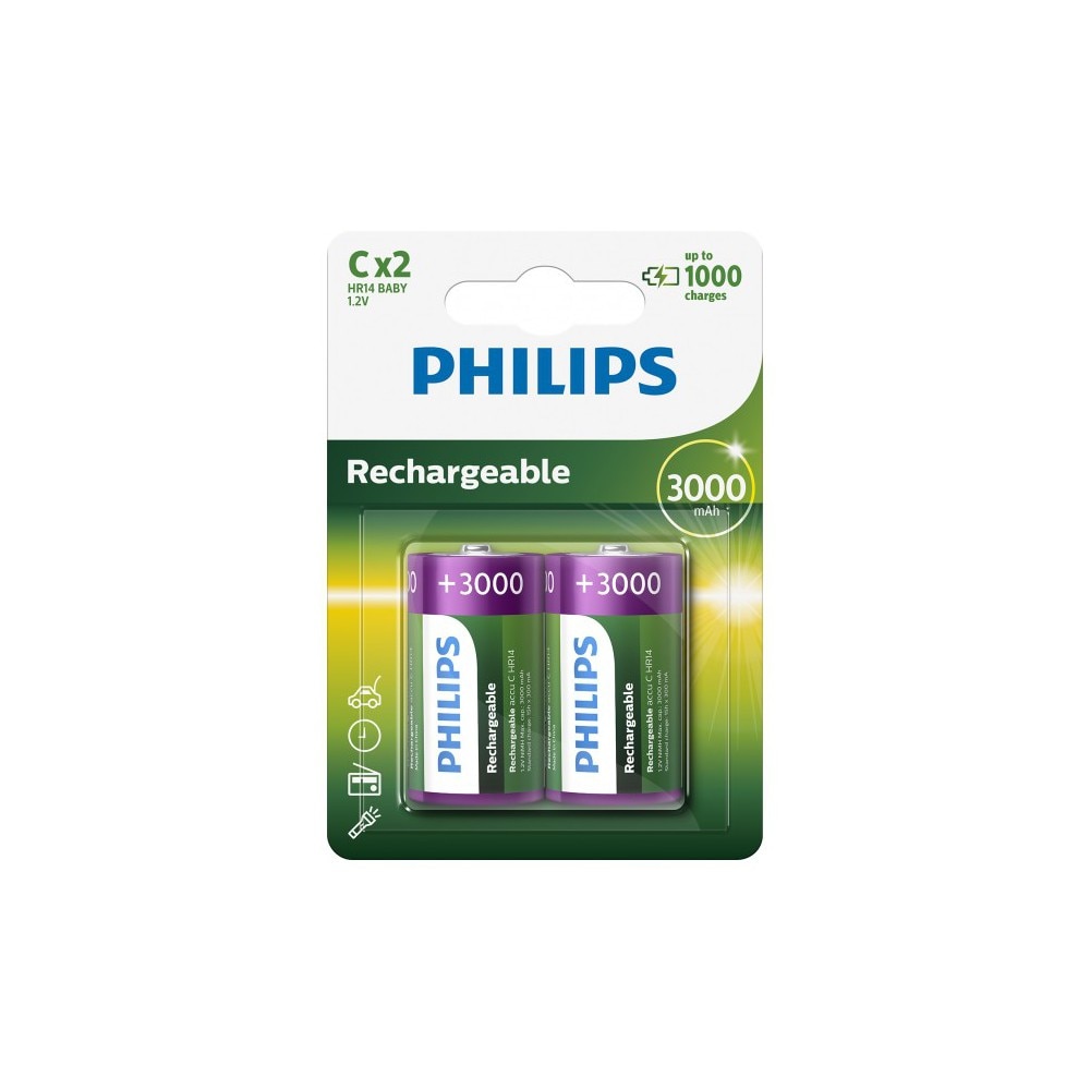 Set de 2 buc baterie reincarcabila Philips multilife 1.2v c hr14 ...