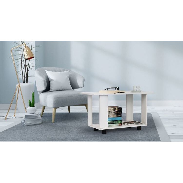 Masuta de cafea cu design modern pentru sufragerie alba 80X40X46 - eMAG.ro