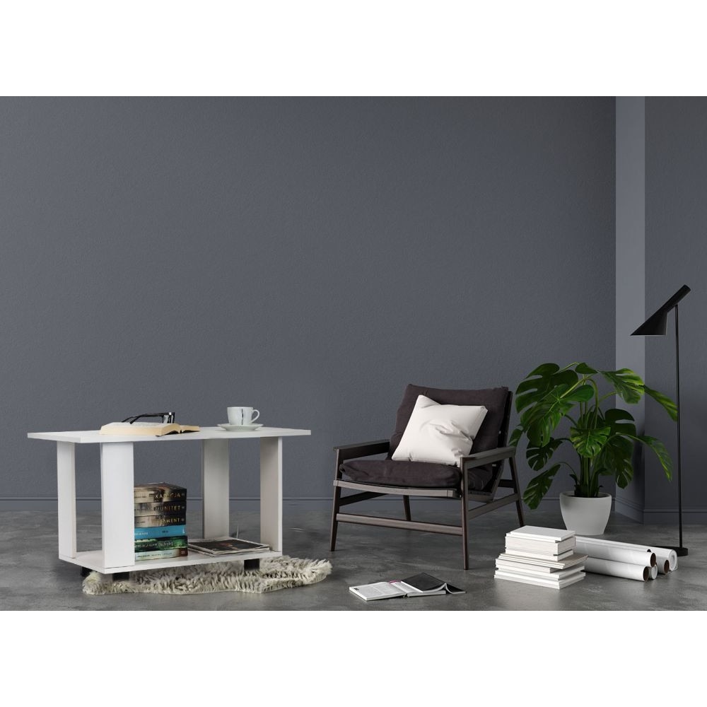 Masuta de cafea cu design modern pentru sufragerie alba 80X40X46 - eMAG.ro