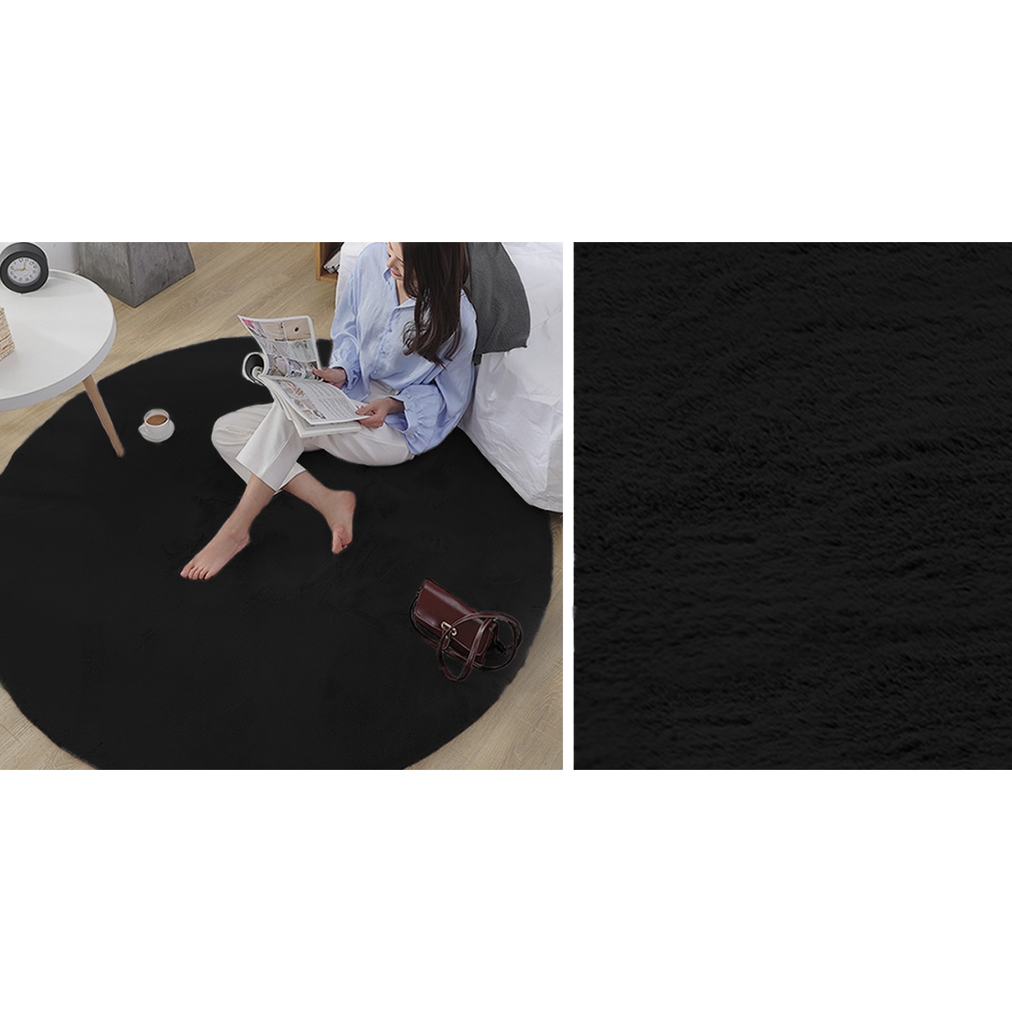 Covor Strado Rabbit 140x140, rotund moale de plus, Negru - eMAG.ro