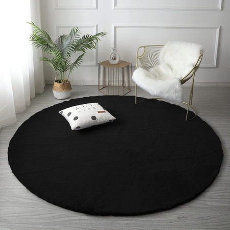 Covor Strado Rabbit 160x160, rotund moale de plus, Negru - eMAG.ro
