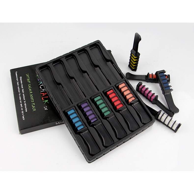 Set 10 culori Creta pentru vopsit colorat temporar parul,zggzerg,Multi ...