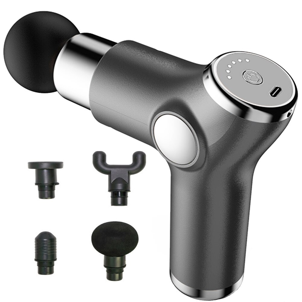 Pistol masaj Fascia AKU® Gun, reincarcare USB, cu 4 viteze si 4 capete ...