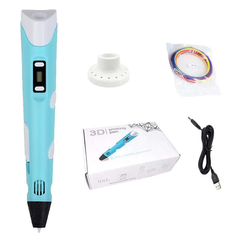Creion 3D cu afisaj led, pentru desenat, albastru, filament PLA - eMAG.ro