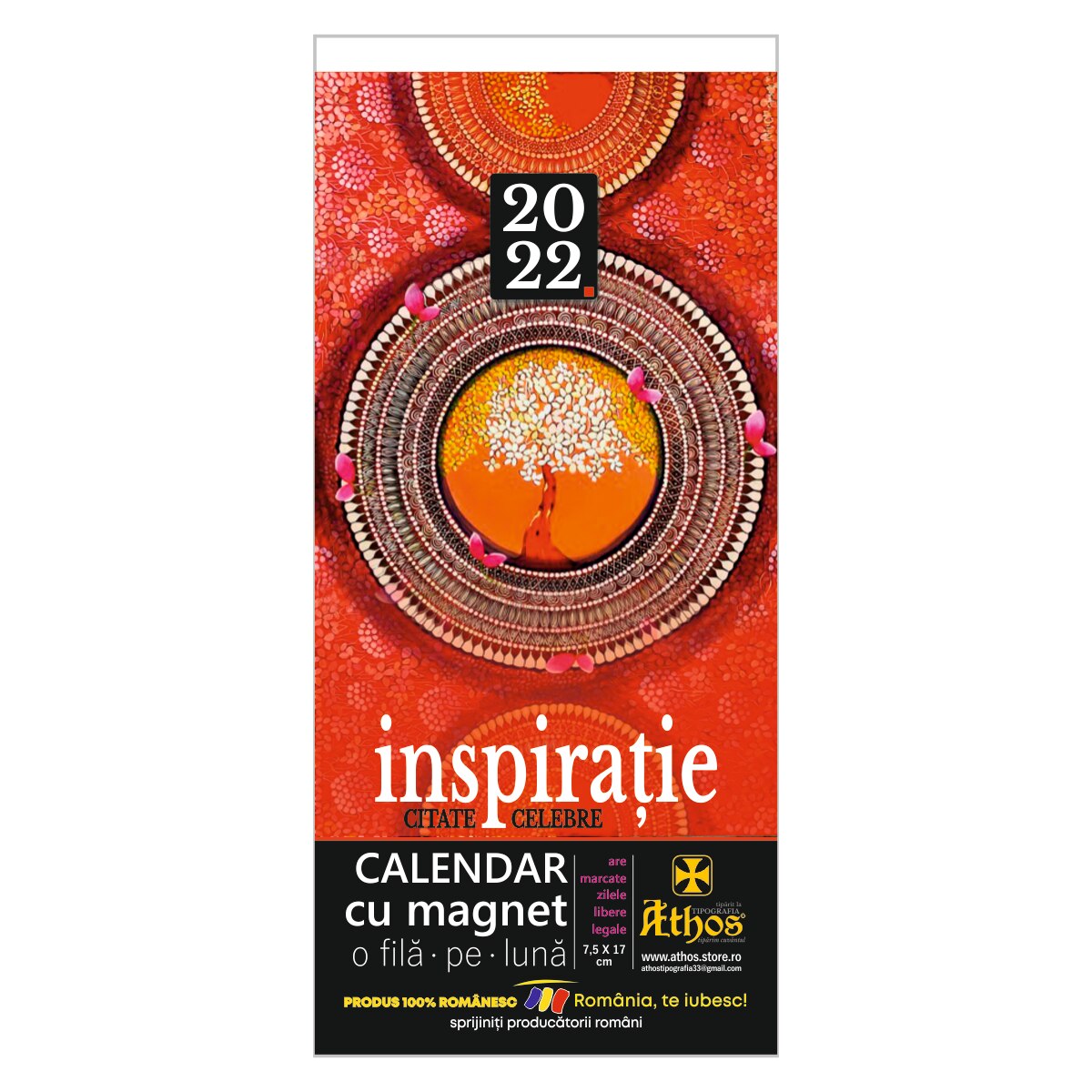 Calendar cu magnet 2022, Inspiratie, citate celebre, 7,5x17 cm ...
