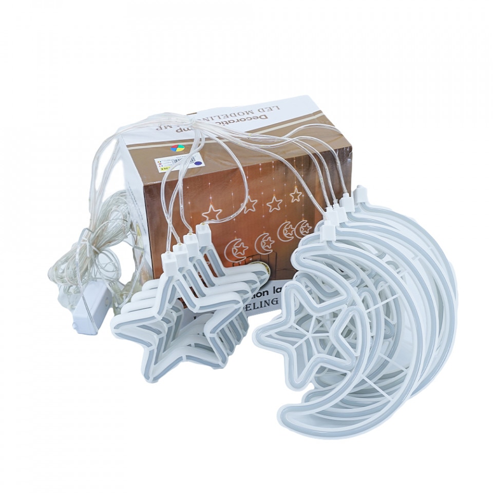 Instalatie in forma de Luna cu Stelute, BL-383-M, Lumina Multicolora ...