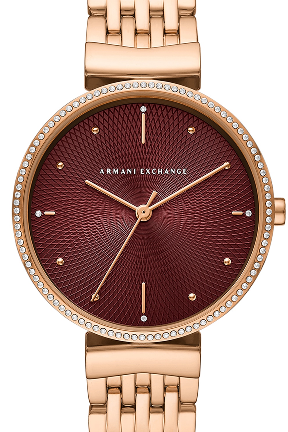 ARMANI EXCHANGE, Кварцов часовник с три стрелки и кристали, Златисто ...