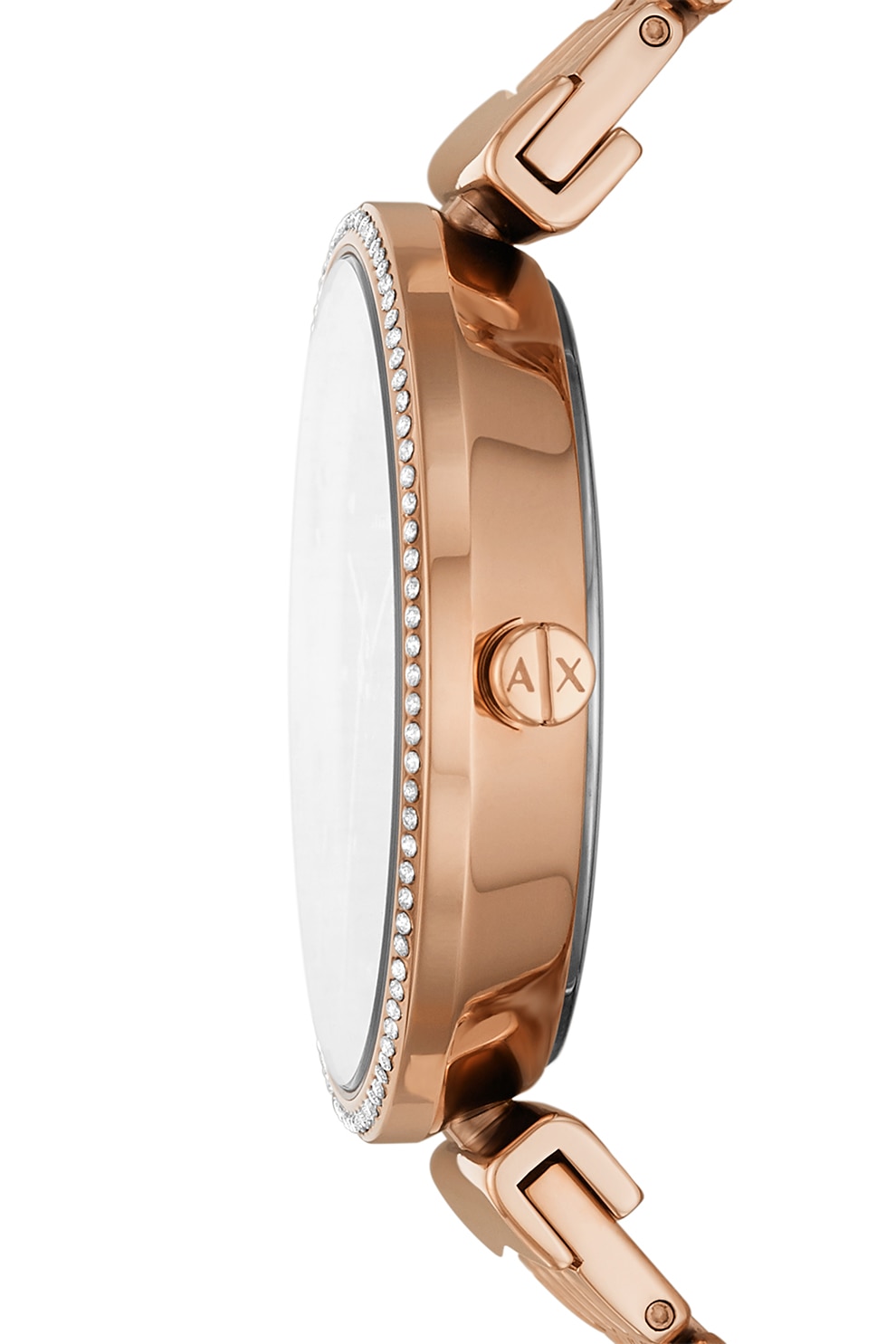 ARMANI EXCHANGE, Кварцов часовник с три стрелки и кристали, Златисто ...