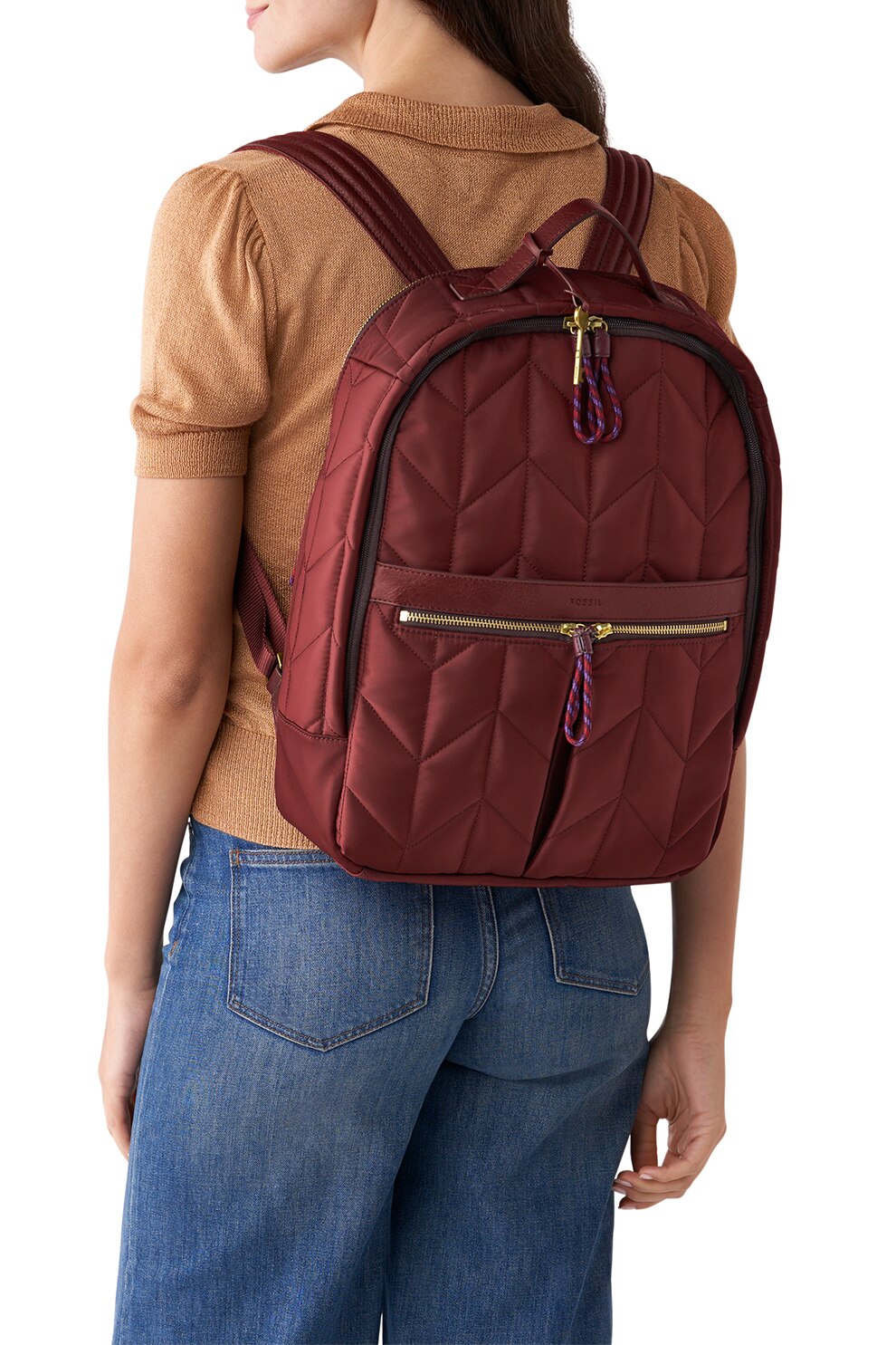 Fossil, Rucsac cu aspect matlasat Tess, Coniac - eMAG.ro