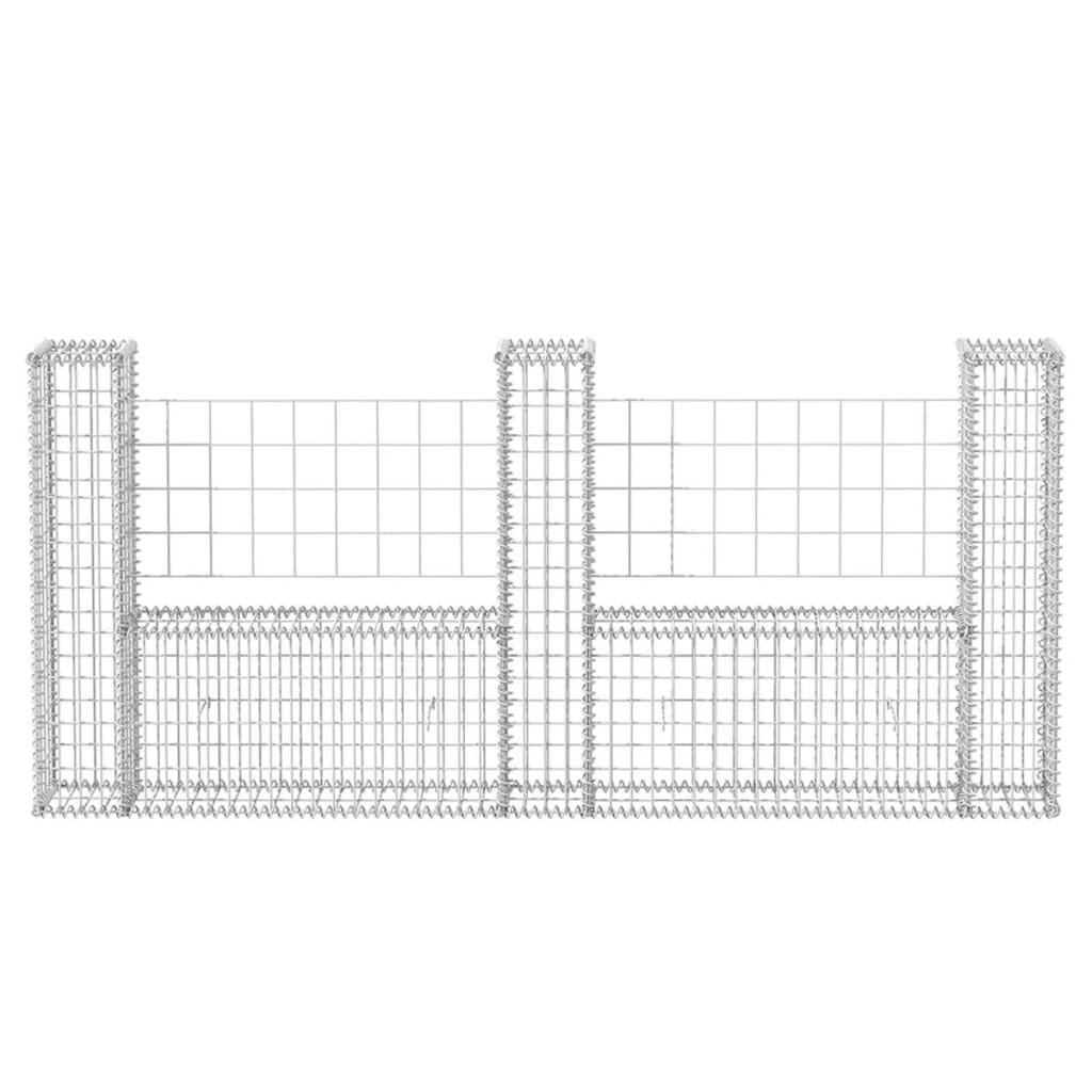 Cos gabion in forma de U vidaXL, 240 x 20 x 100 cm, otel galvanizat 17. ...
