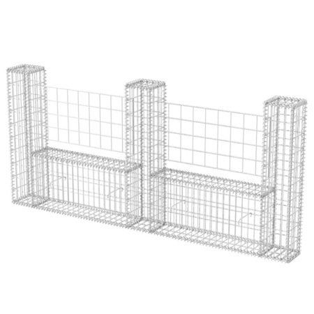 Cos gabion in forma de U vidaXL, 240 x 20 x 100 cm, otel galvanizat 17. ...