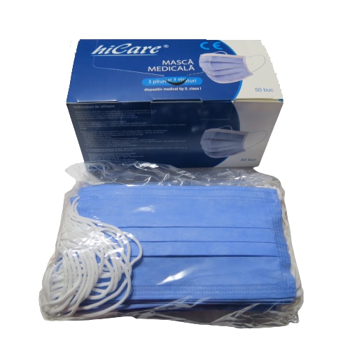 Cutie 50 masti MEDICALE fabricate in Romania, BFE> 99%, 3 straturi, 3 ...