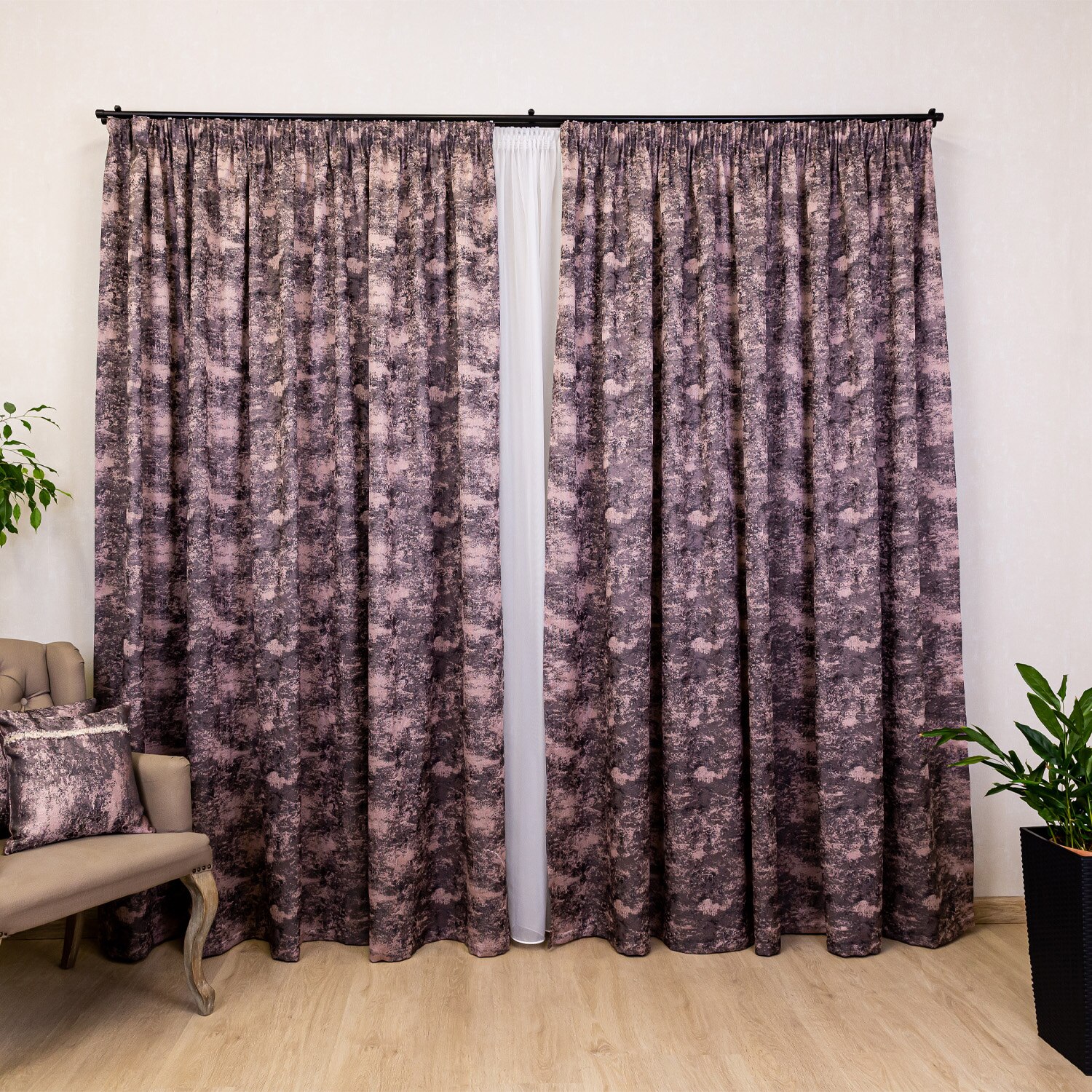 Set 2 draperii Hiko ROYAL SHINE roz 2x350x245cm, cu rejansa - eMAG.ro