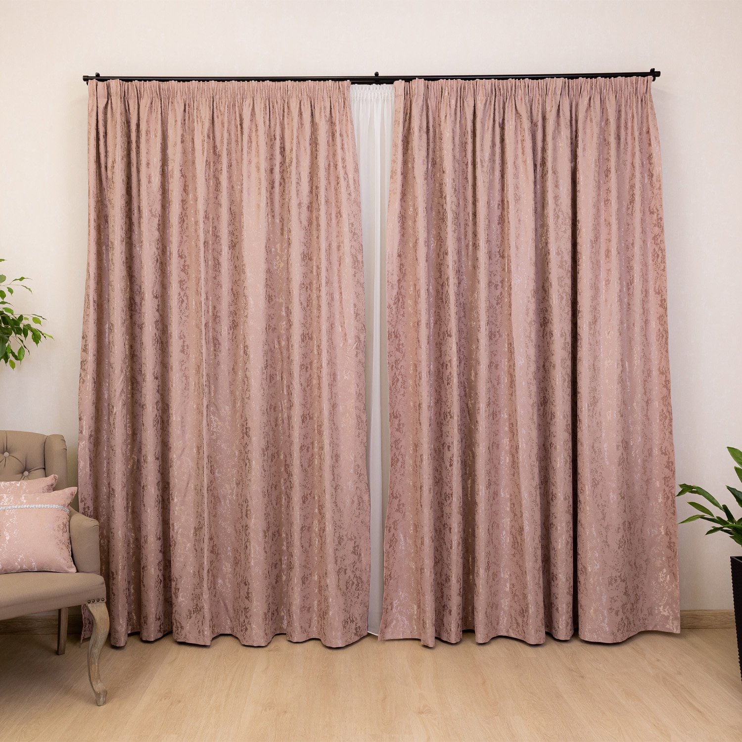 Set 2 draperii Hiko IMPERIAL SHADOW roz pudra 2x250x245cm, cu rejansa ...