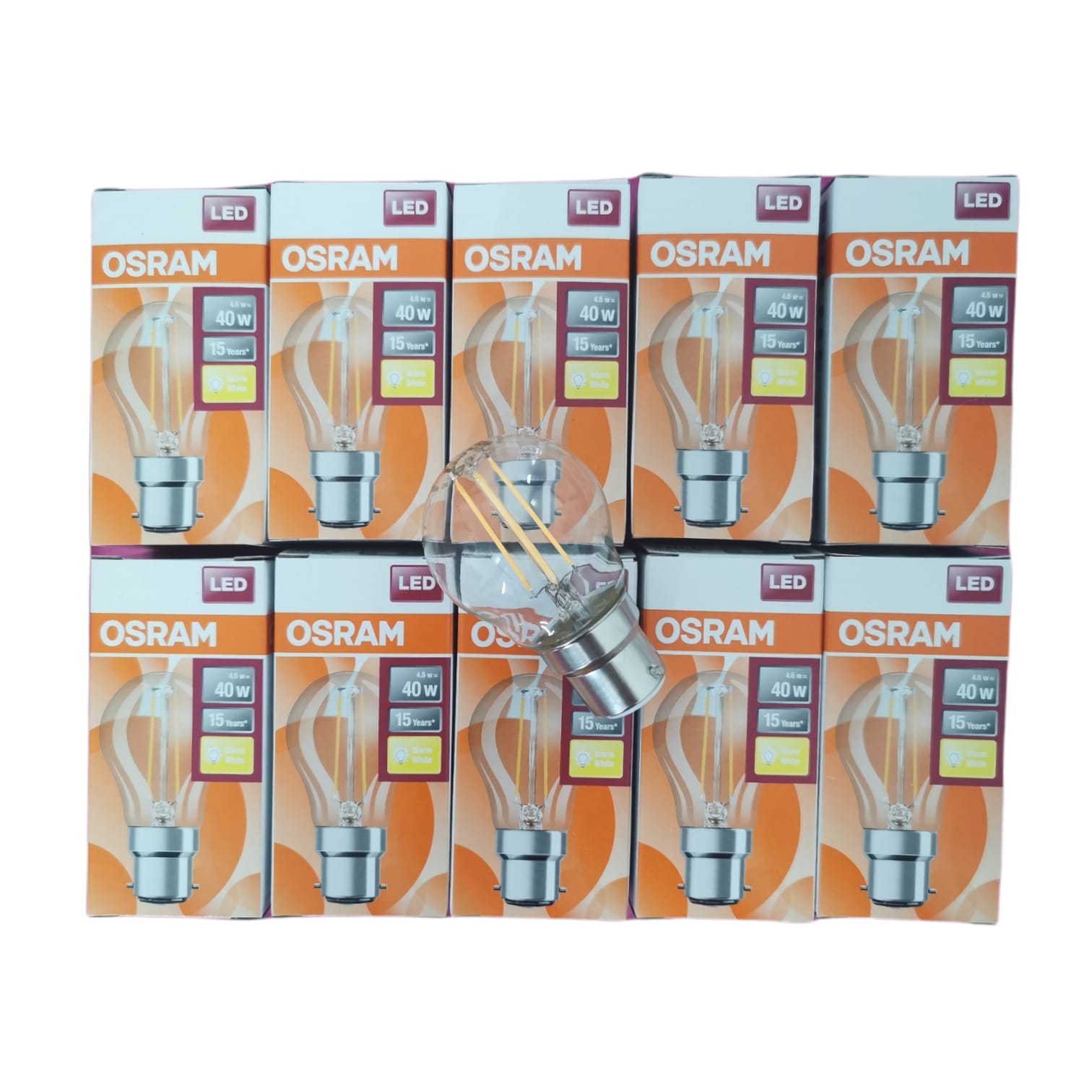 Set 10 Becuri LED Osram, 4.5W, 2700K, 470 lm, B22D - eMAG.ro