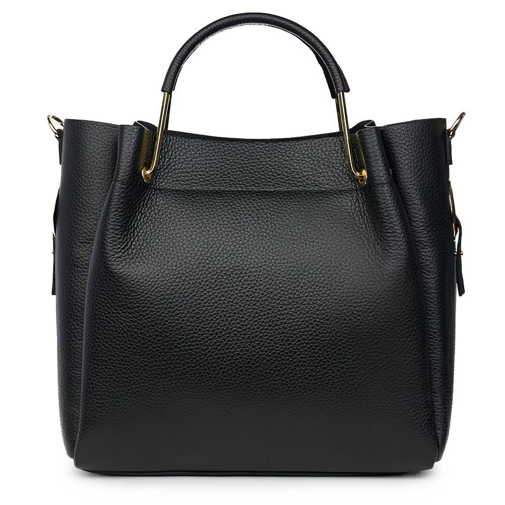 Geanta din piele cu par de ponei Fabiana negru/negru - eMAG.ro