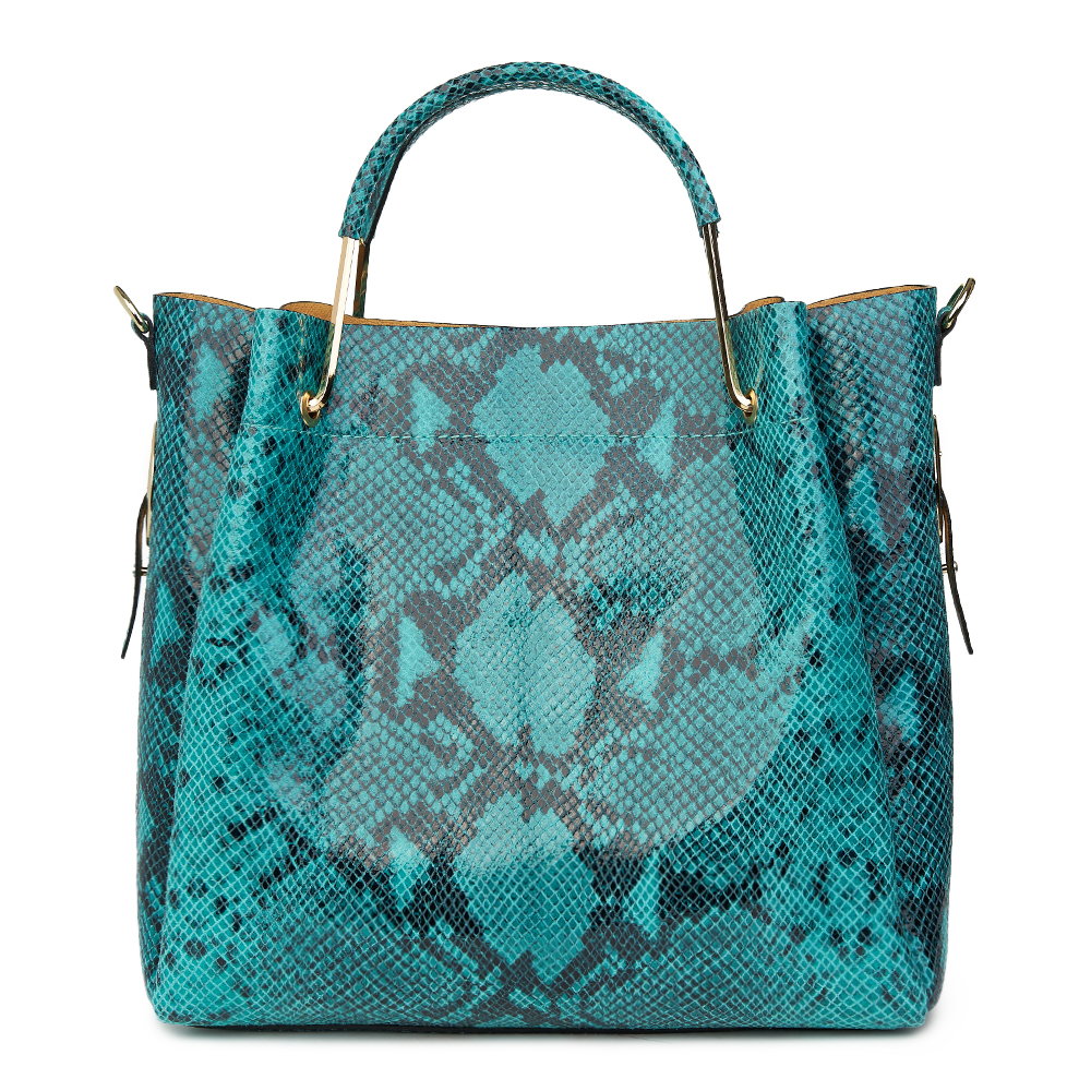 Geanta din piele lacuita cu model sarpe Fabiana turcoaz - eMAG.ro