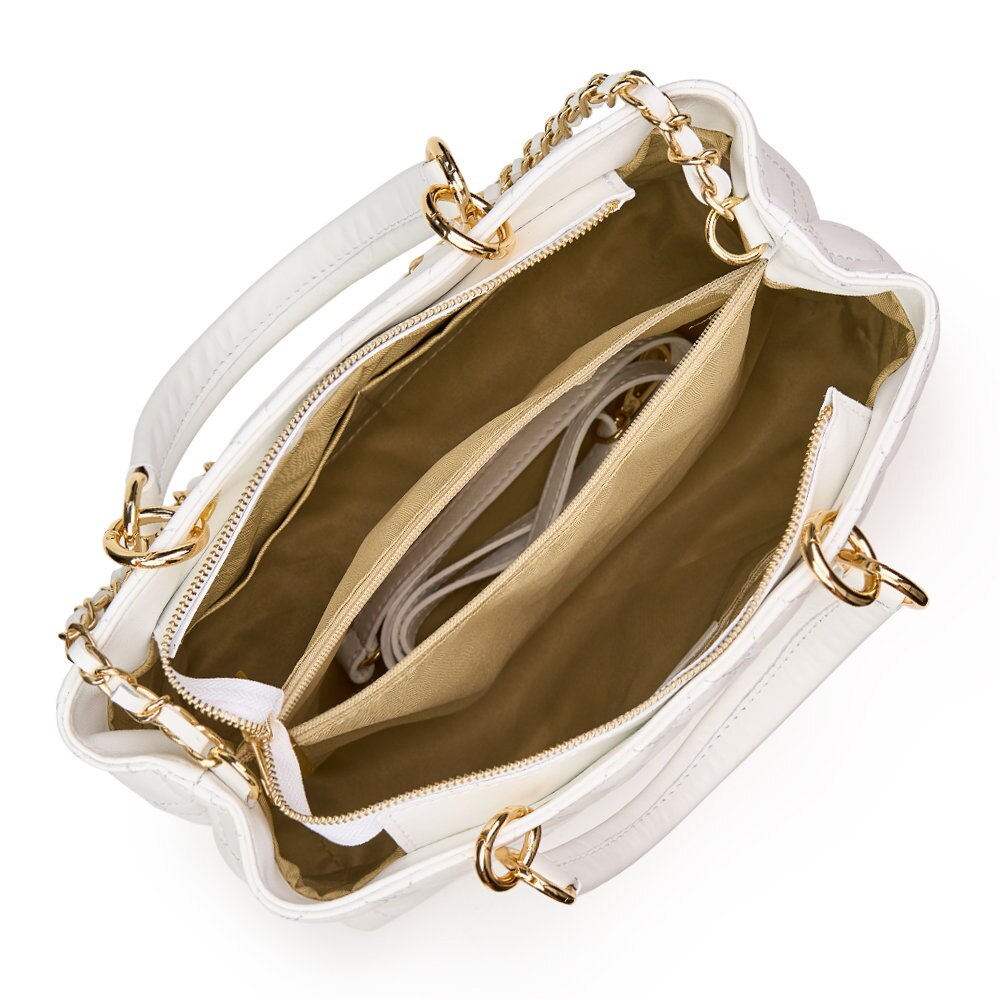 Geanta din piele matlasata Gisella alba - eMAG.ro