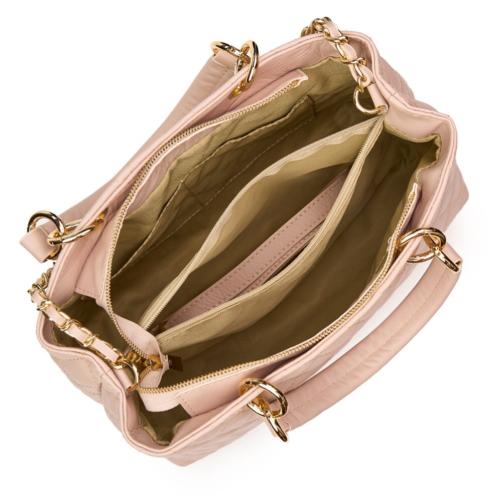 Geanta din piele matlasata Gisella roz - eMAG.ro