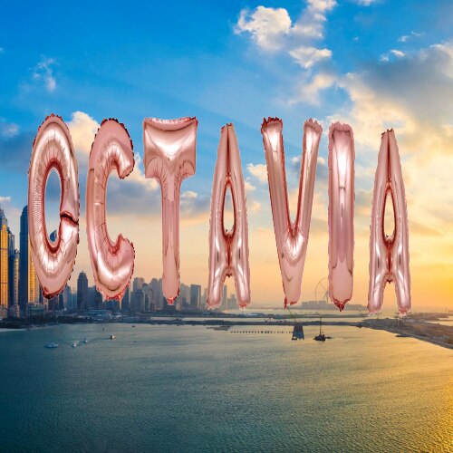 Комплект балони Octavia Name Letters, розово злато, 40 см - eMAG.bg