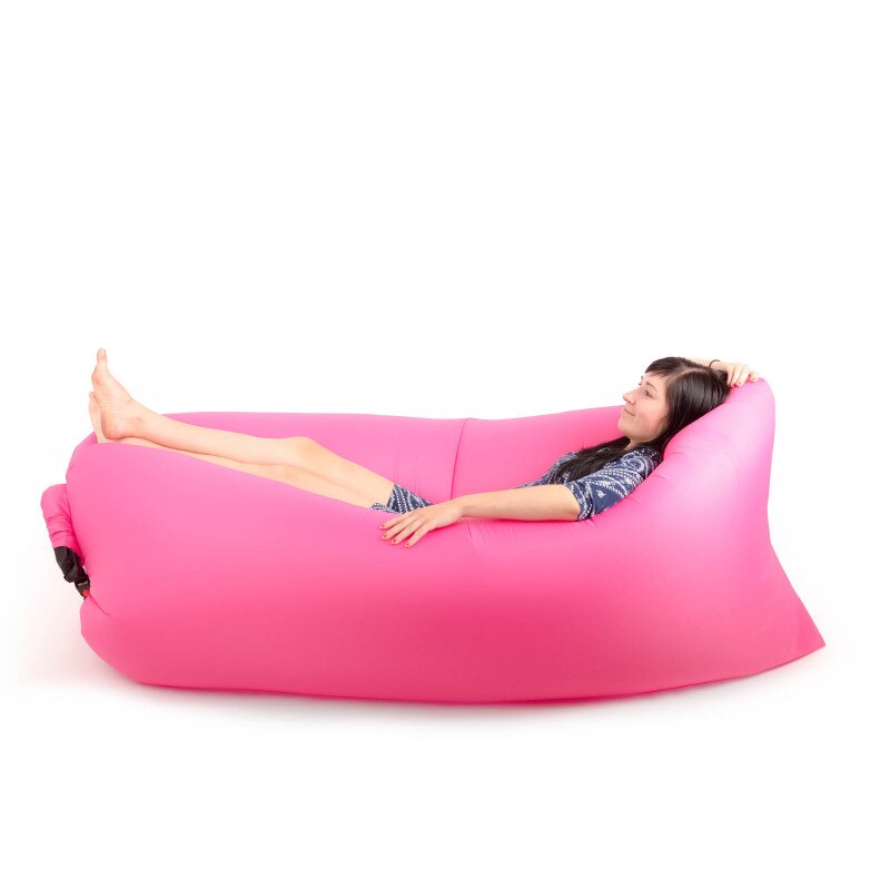 Scaun SIKS® stil sezlong gonflabil roz + cadou rucsac pentru depozitare ...