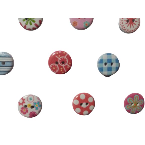 Set 10 Nasturi lemn, rotunzi, colorati, dimensiune 2cm - eMAG.ro