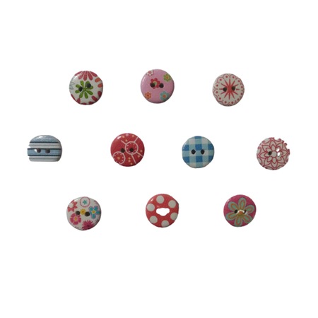 Set 10 Nasturi lemn, rotunzi, colorati, dimensiune 2cm - eMAG.ro