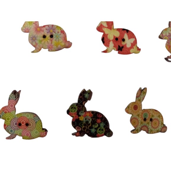 Set 10 Nasturi lemn, iepuri colorati, dimensiuni 3cm - eMAG.ro