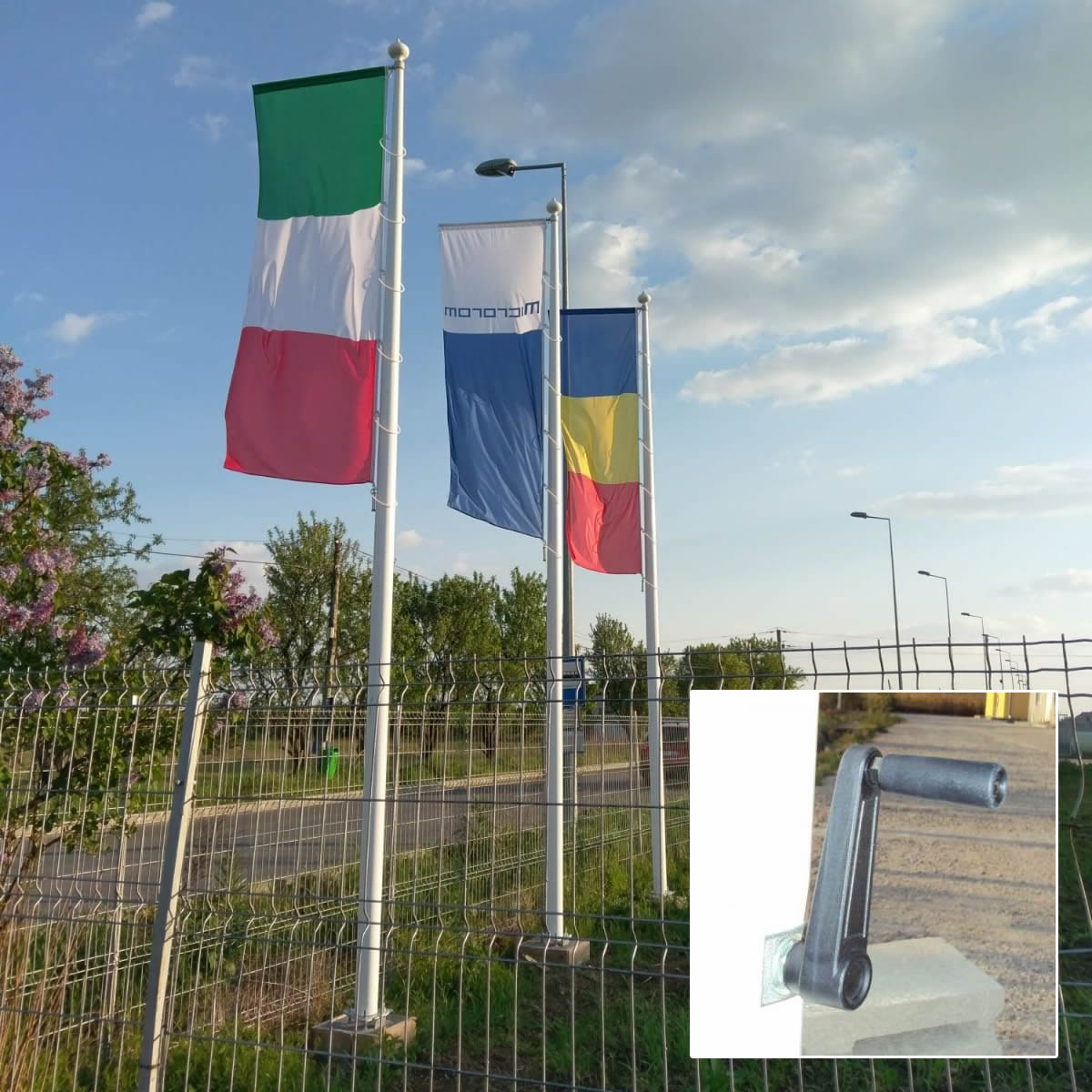 Catarg cu brat rotativ din fibra de sticla, cu snur incorporat si ...