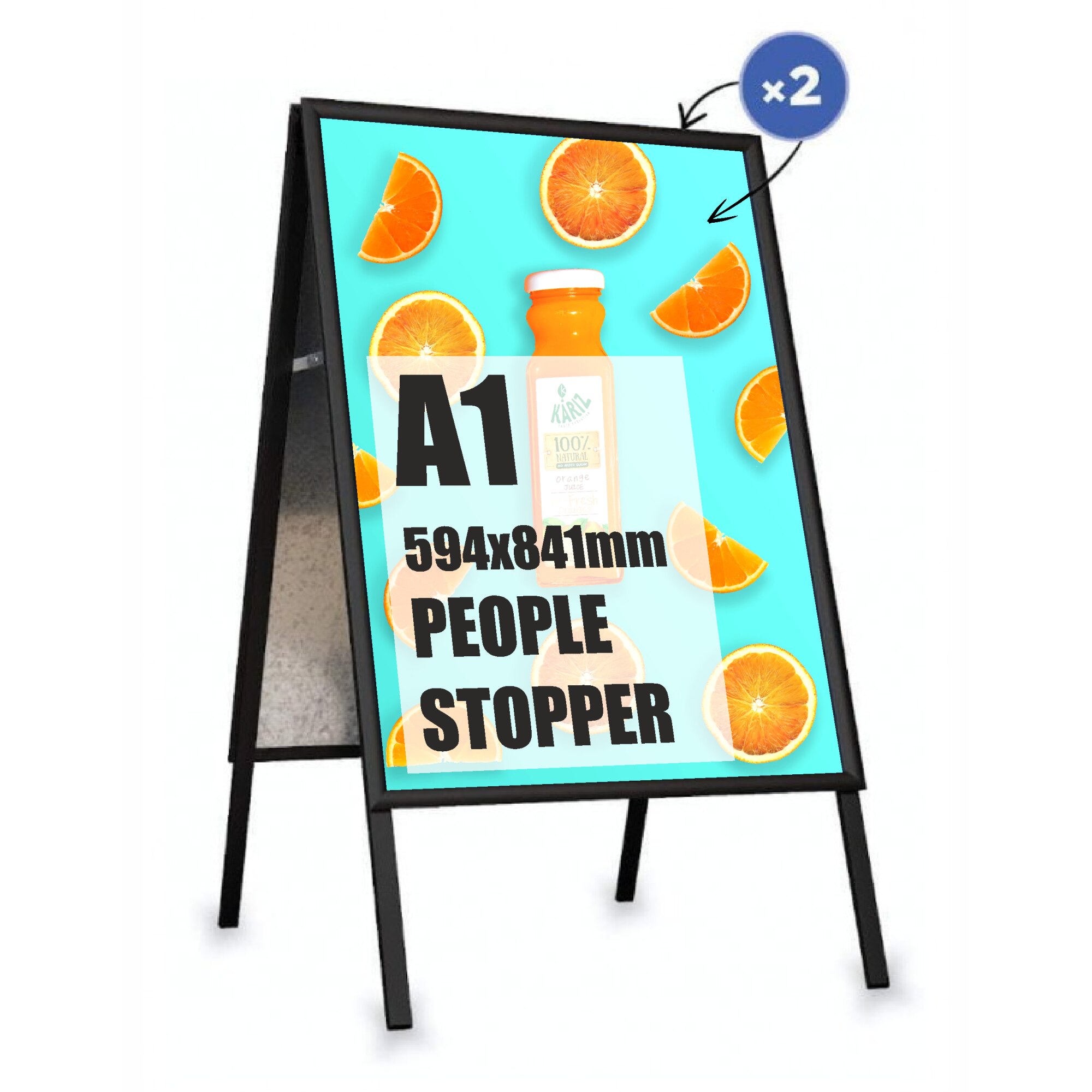 Panou pietonal A1 negru / People Stopper - 594 x 841 mm PRO - eMAG.ro