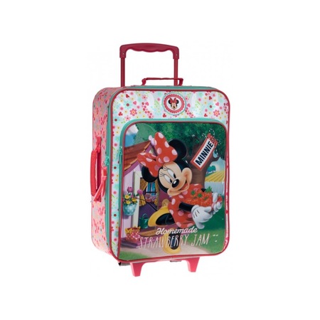Troler textil 50 cm 2 roti Minnie Strawberry - eMAG.ro