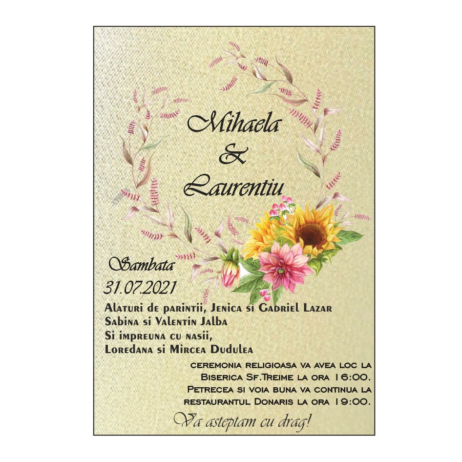 Invitatie Nunta, Model IC7, Carton, 16x11cm - eMAG.ro