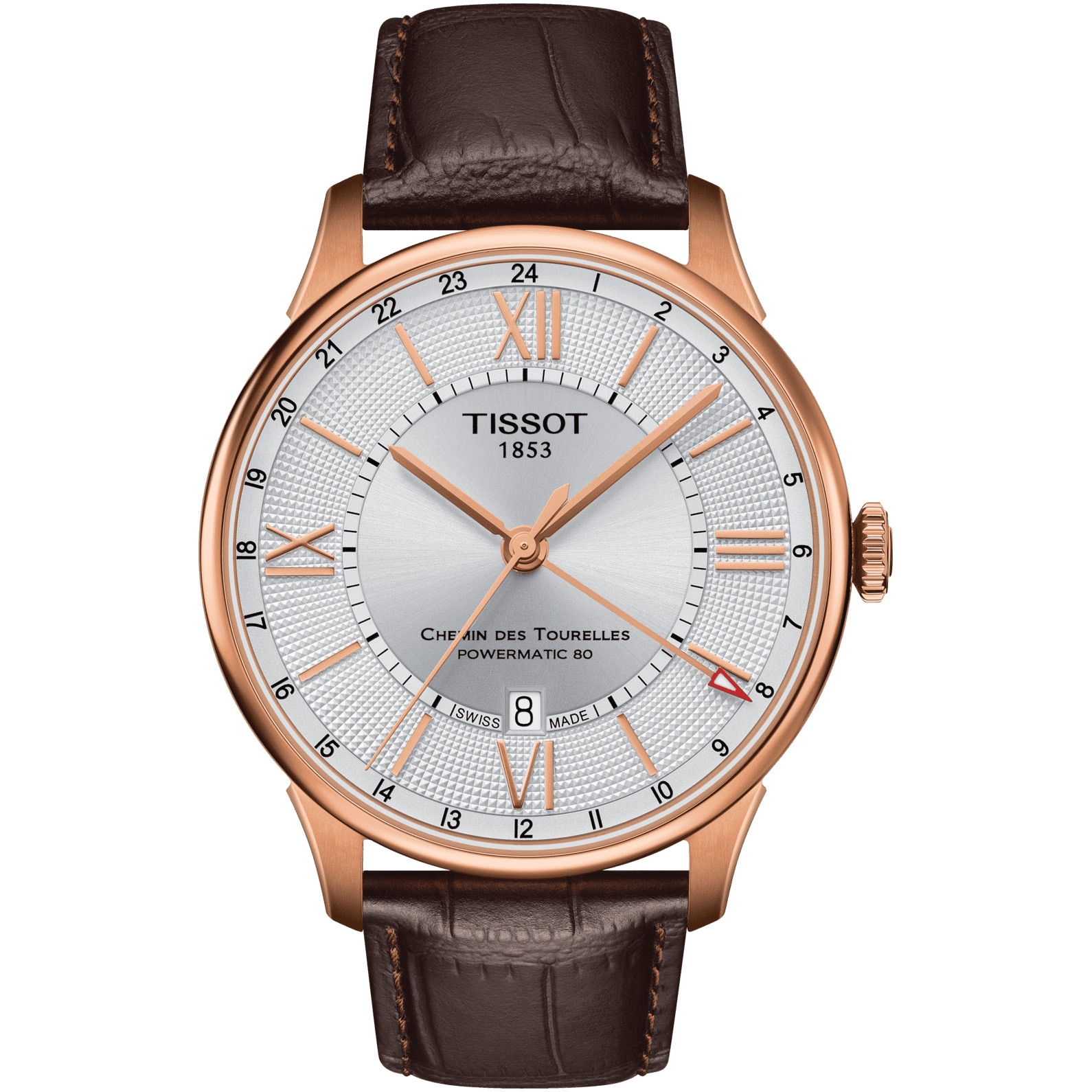 Tissot, Ceas automatic cu o curea din piele, Maro/Bronz - eMAG.ro