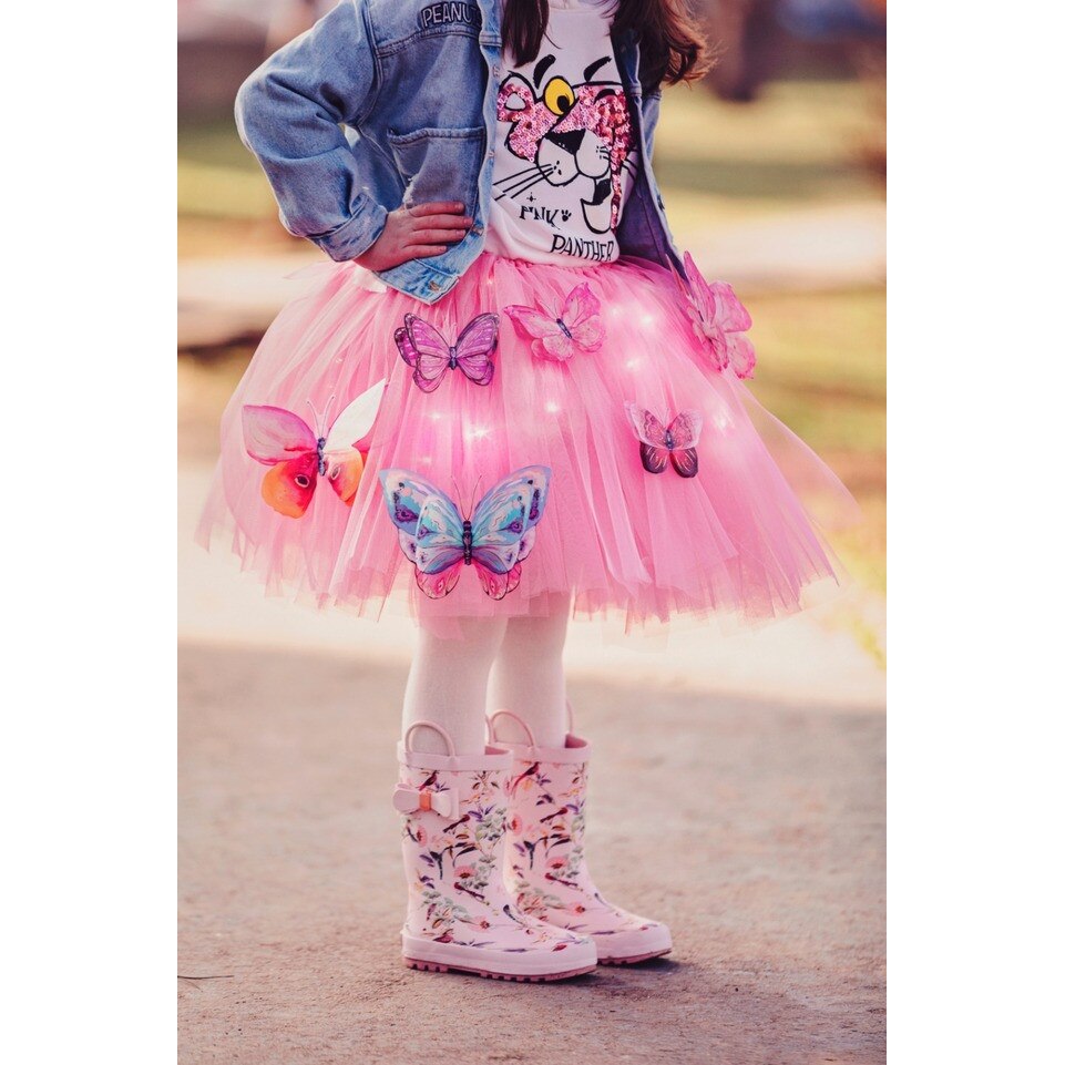 Fustita cu luminite fluturas, tulle, roz, 6-12 ani - eMAG.ro