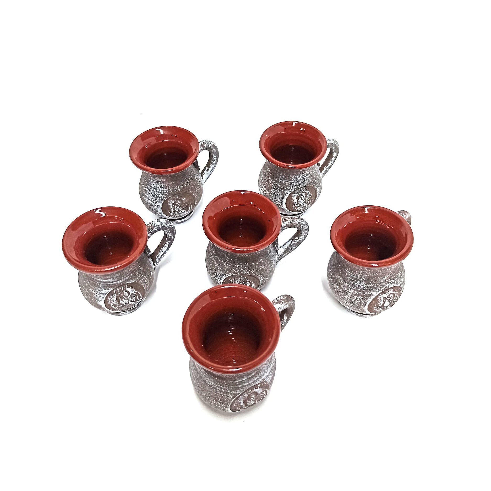 Set 6 cesti tuica din ceramica, rustice Horezu, semiglazurate, crem, 50 ...