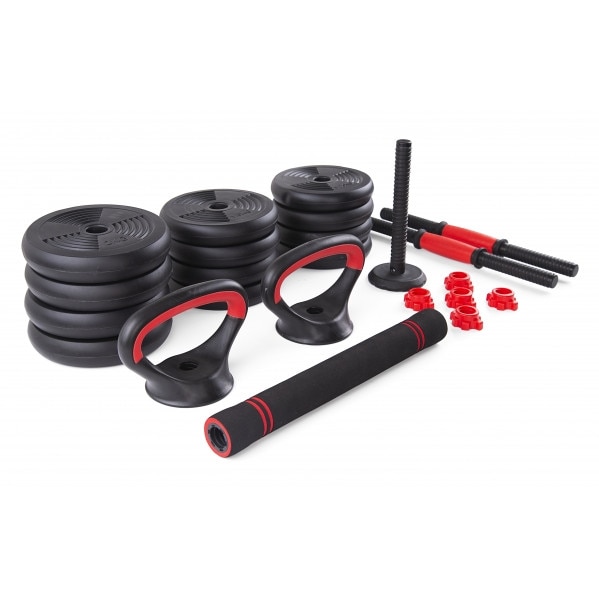 Set Gantere reglabile kettlebell FitTronic® 6 in 1 de 30 kg KF30, cu o multitudine de combinatii ...