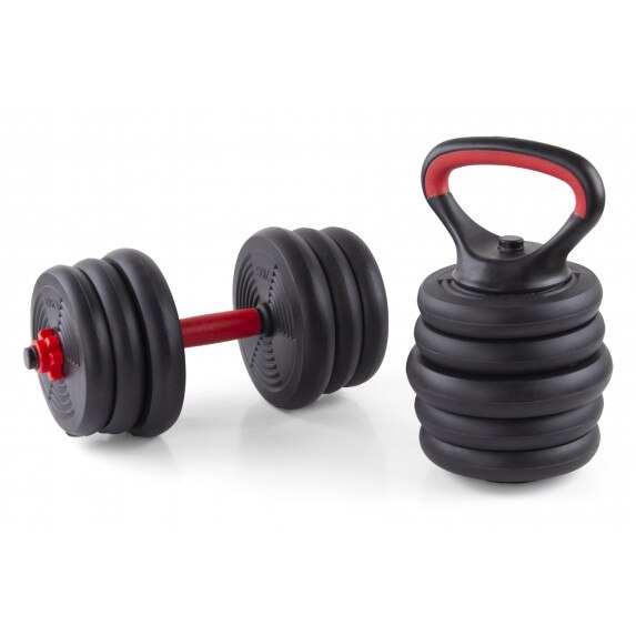 Set Gantere reglabile kettlebell FitTronic® 6 in 1 de 30 kg KF30, cu o multitudine de combinatii ...