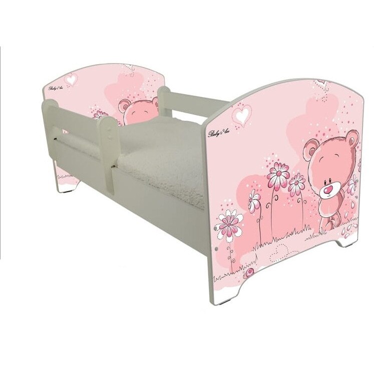 Pat pentru copii, OSCAR "urs roz" dimensiune 160x80, bariera de ...