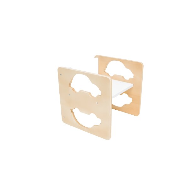 Scaun pentru copii, din lemn, forma cub, multifunctional, model ...