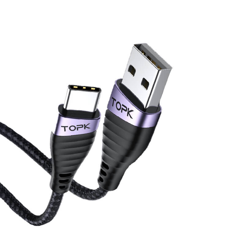 TopK AN15 adatkábel, USB - USB Type-C, 60 W, fekete - 2 m - eMAG.hu