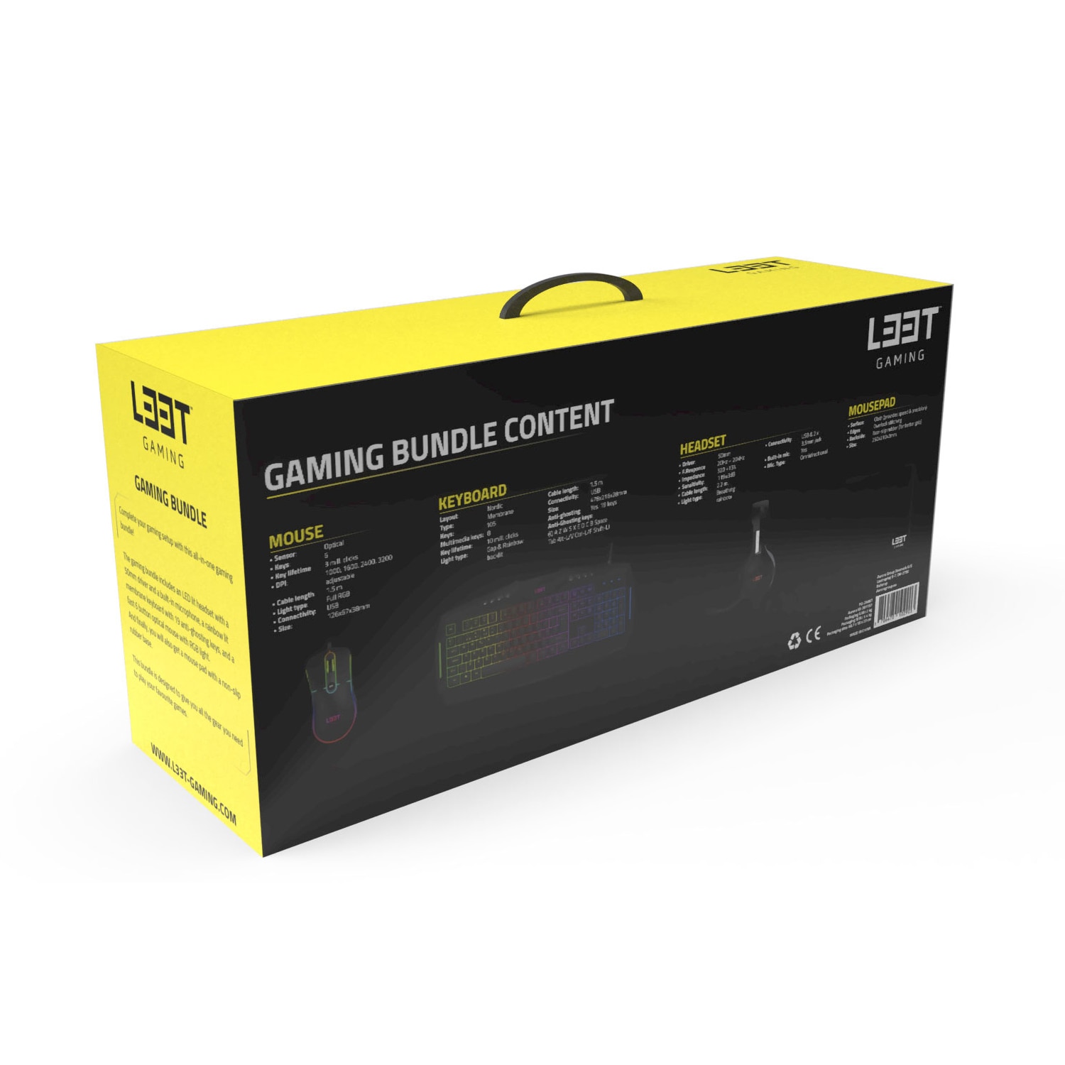 Kit gaming RGB 4in1 L33T GAMING BATTLEPACK, tastatura, mouse, casti si ...