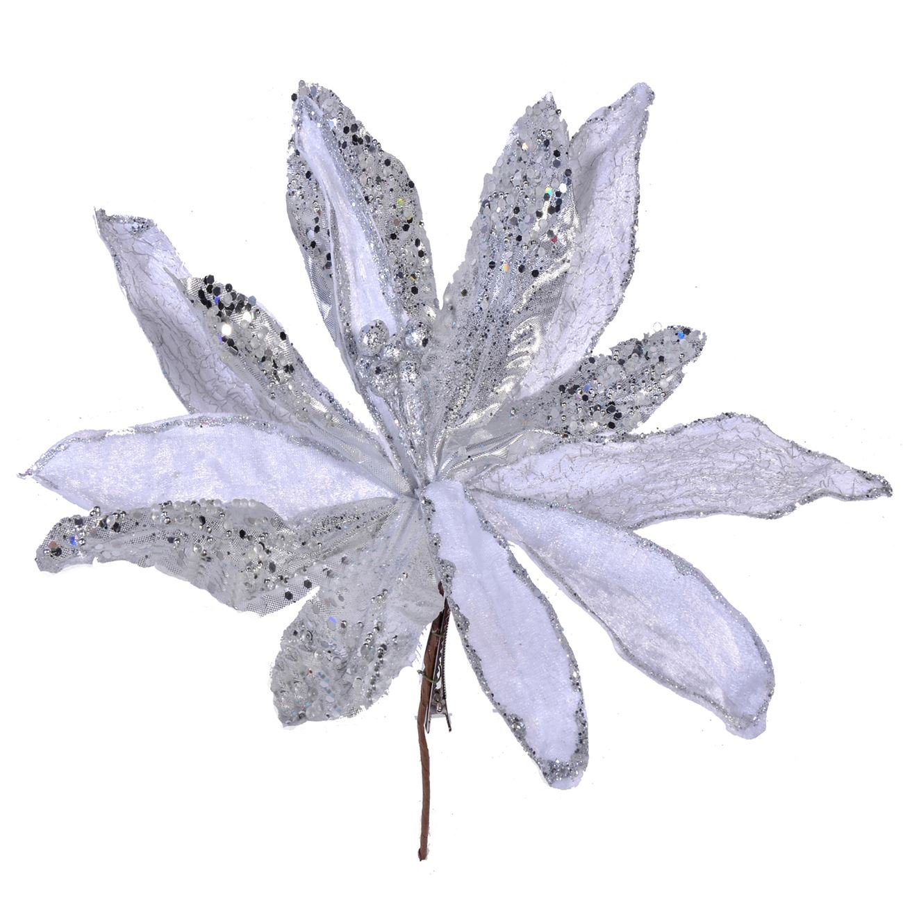 Floare alba cu solzi luciosi decorativi de Craciun, Maison du Paradis ...