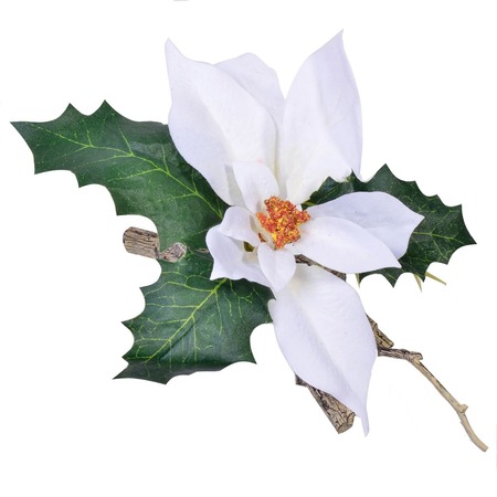 Floare alba decorativa de Craciun, 17 cm - eMAG.ro