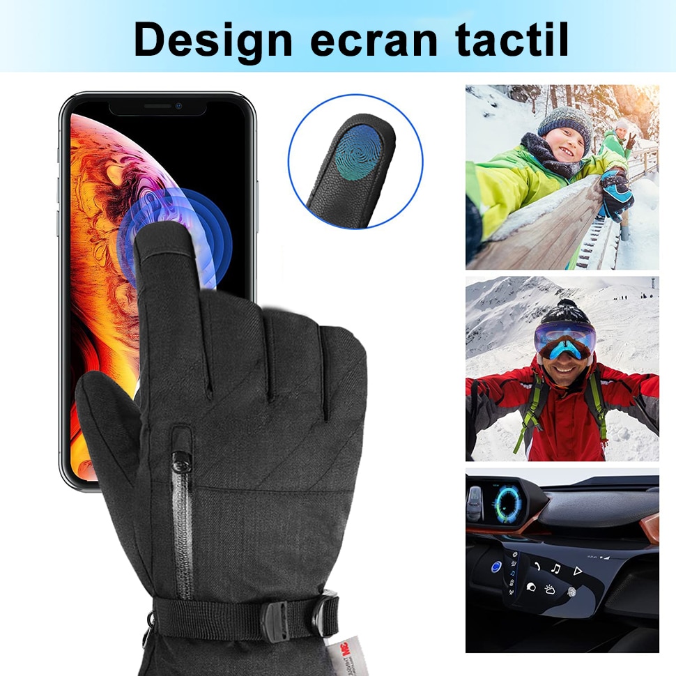 Manusi ski, Vaxiuja®, Touchscreen, 3M Thinsulate, Anti-vant, Rezistent ...