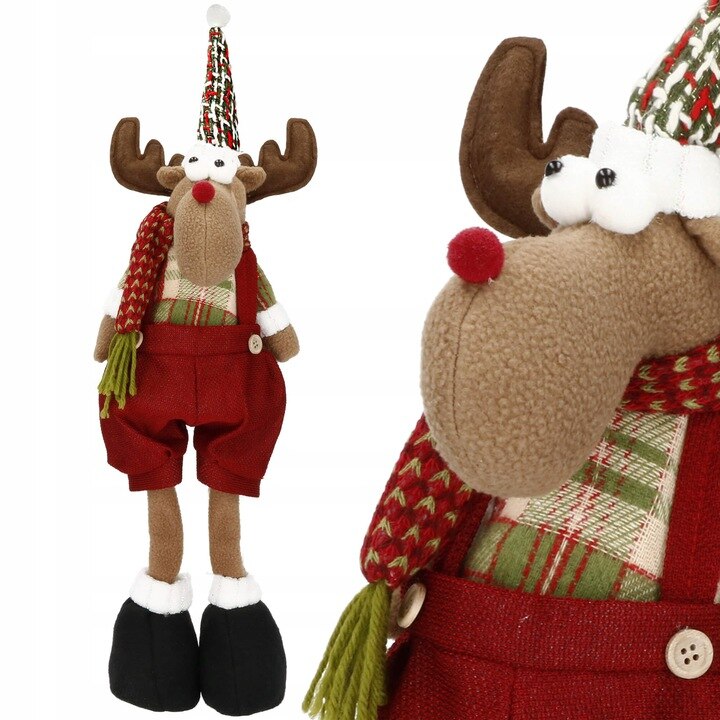 Figurina decorativa de Craciun, material textil, model Ren, 45x16 cm ...