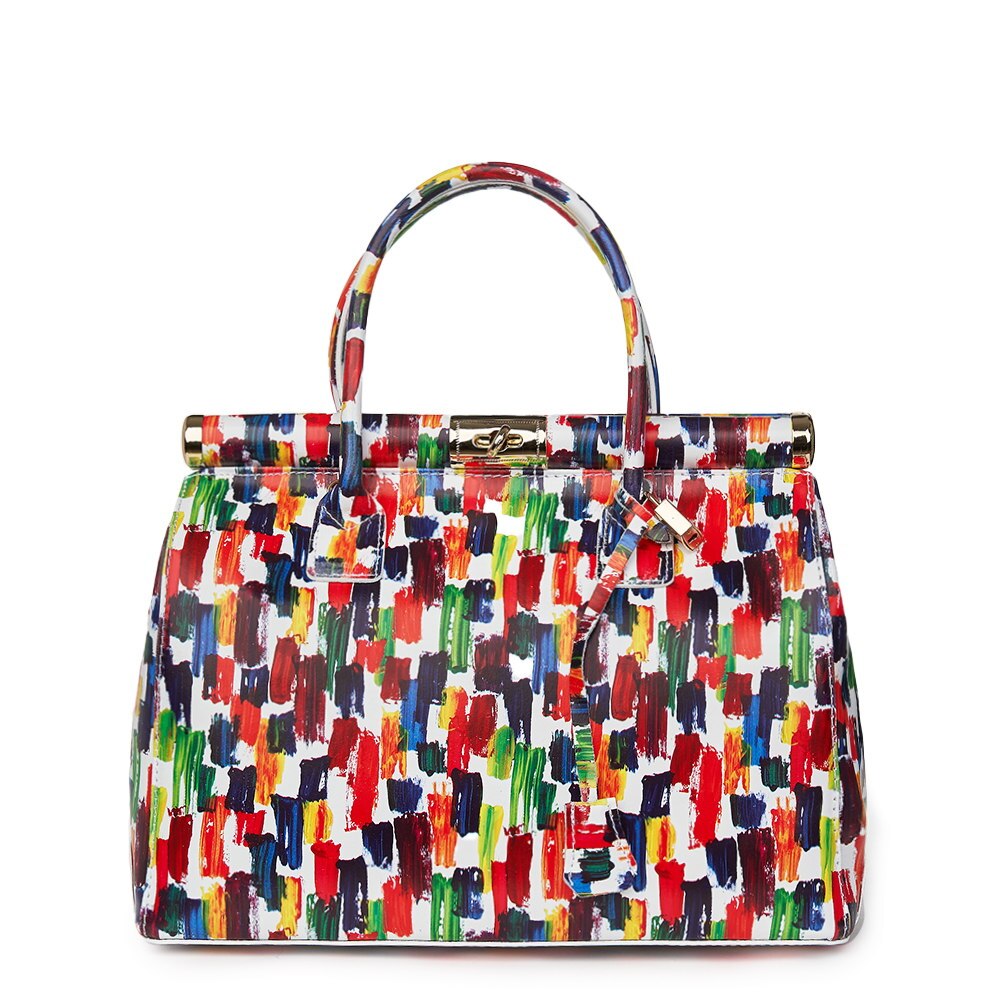 Geanta din piele cu flori Gioia model multicolor - eMAG.ro