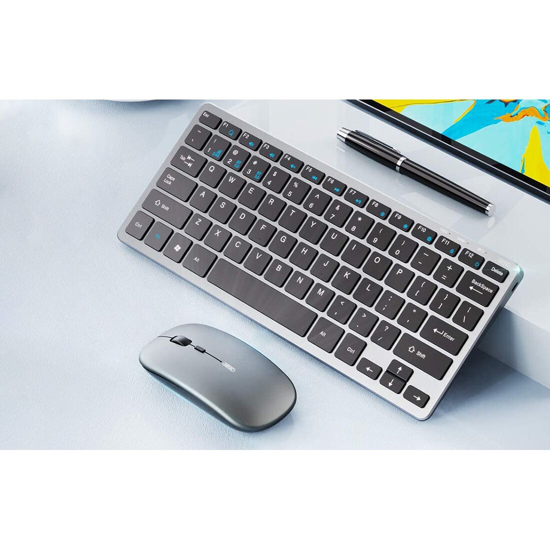 Tastatura Inphic V780B, Wireless, Bluetooth 5.0, 2.4G, Micro USB, Gri ...
