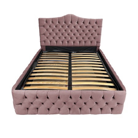 Pat tapitat cu somiera Beds Place, Tudor, Premium Velvet Roz 06 ...