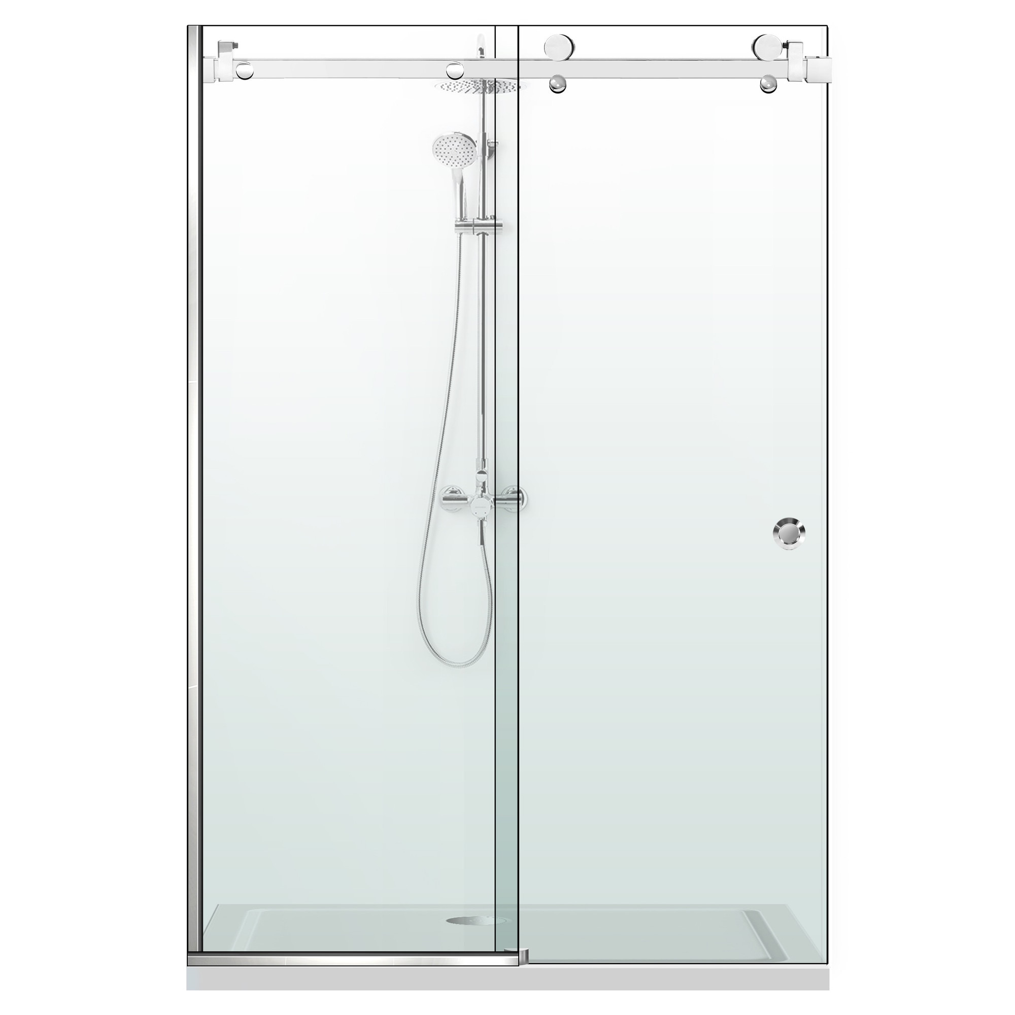 Perete dus cu usa glisanta GLISSANDO SIMPLE inox, sticla clara ...